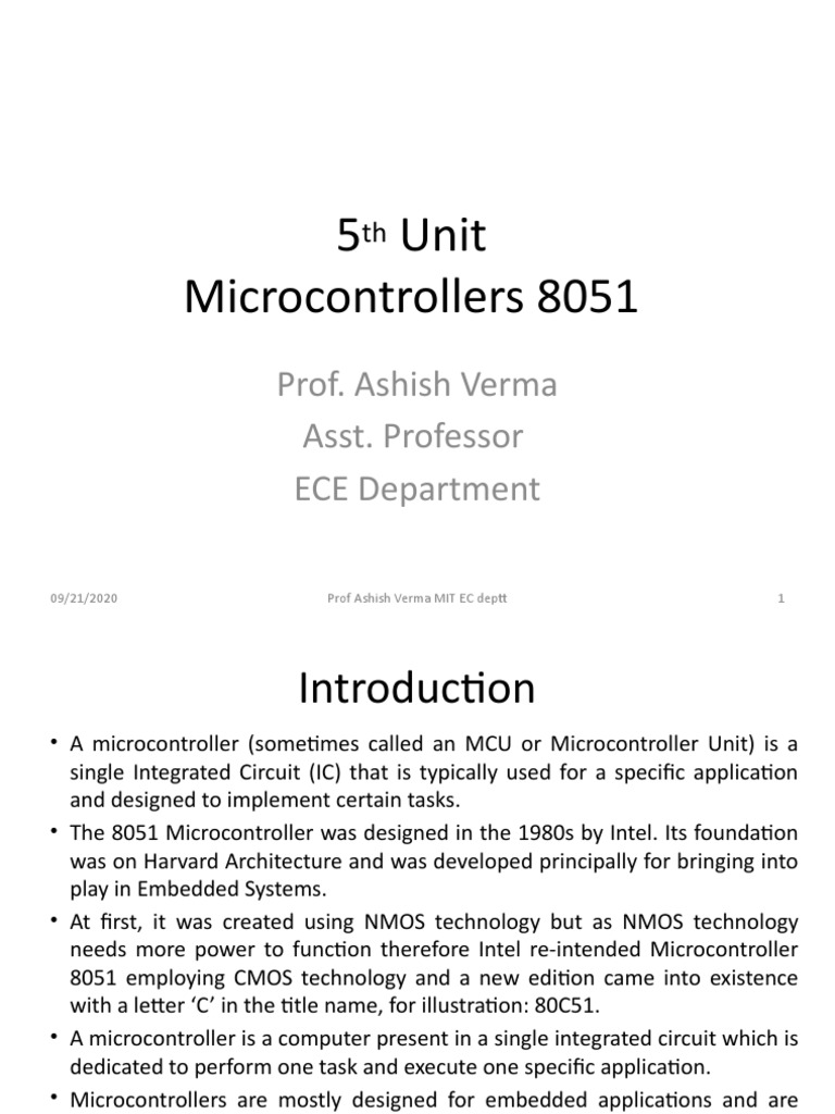 5th Unit Micr - CNTL - 8051.ppsx | PDF | Microcontroller | Embedded System