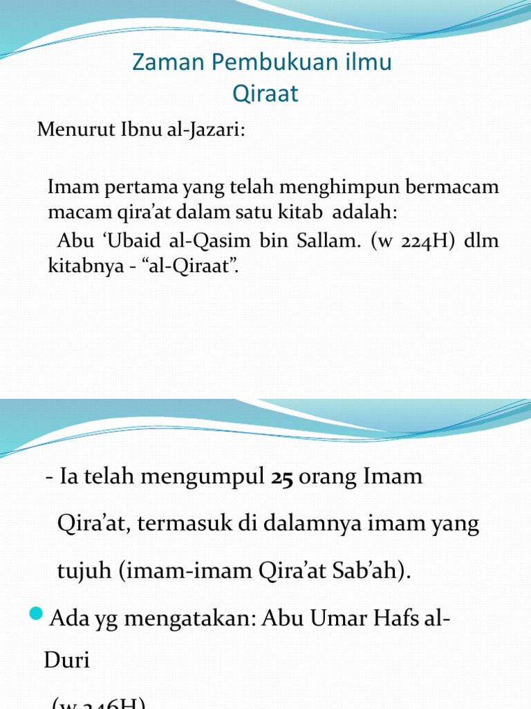 Tajuk 5e - Zaman Pembukuan Ilmu Qiraat | PDF