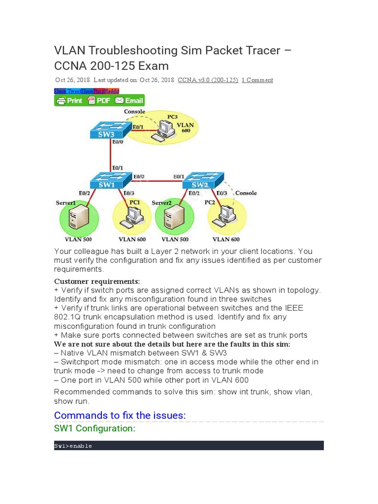 VLAN Troubleshooting Sim Packet Tracer