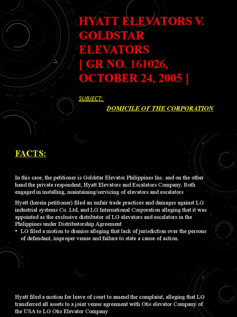 Hyatt Elevator Vs Goldstar | PDF | Jurisprudence | Complaint