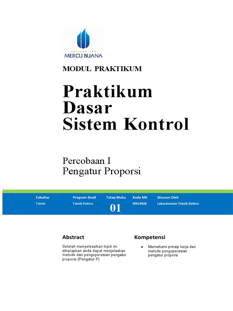 Modul 1 Praktikum Dasar Sistem Kontrol | PDF Modul 1 Praktikum Dasar Sistem Kontrol | PDF