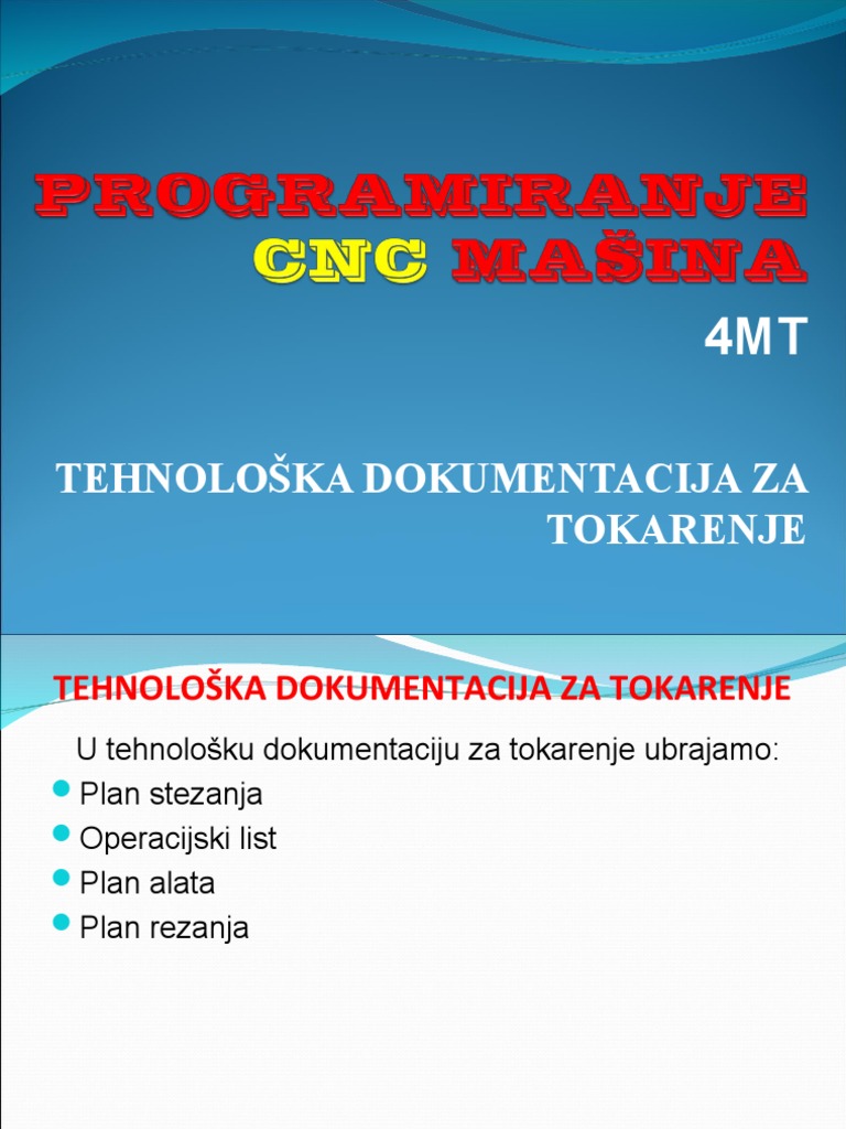 Tehnoloska Dokumentacija Za Tokarenje | PDF