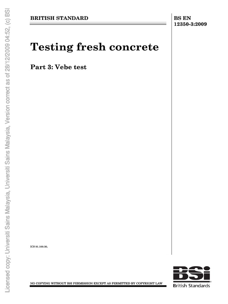 12350-3-2009 Testing Fresh Concrete Part 3 VEBE Test | PDF | Concrete ...