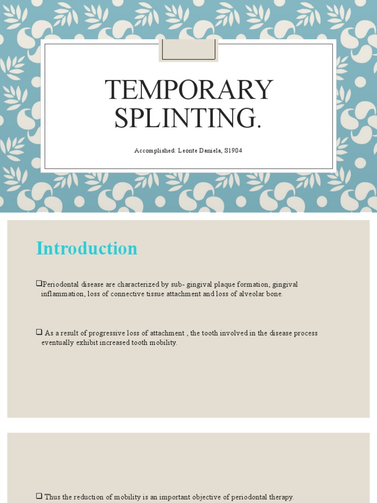 Temporary Splinting | PDF | Periodontology | Dentistry