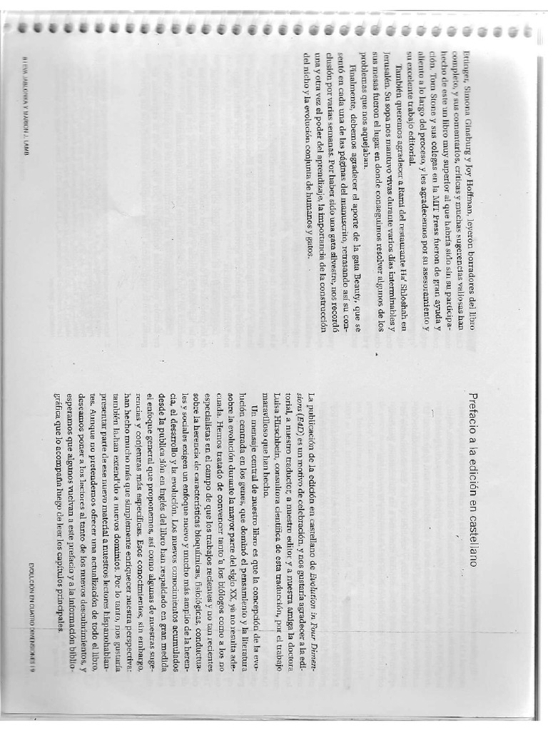 Jablonka. Evolucion en Cuatro Dimensiones. Prefacio. Capítulos 2, 4, 5 y 6 PDF | PDF