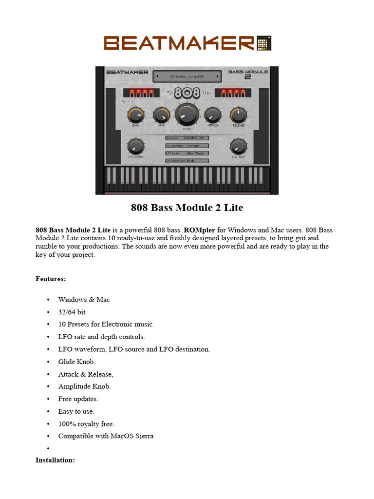 Powerful 808 Bass Module for Music Production | PDF