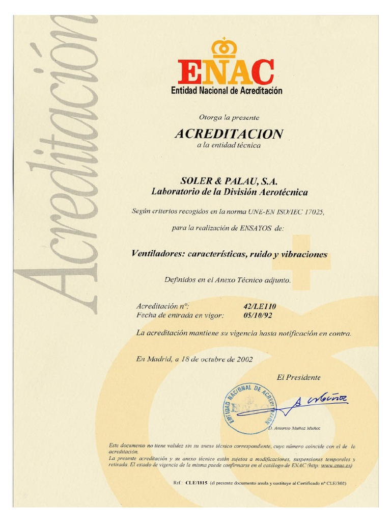 Certificado Acreditacion Por ENAC PDF | PDF