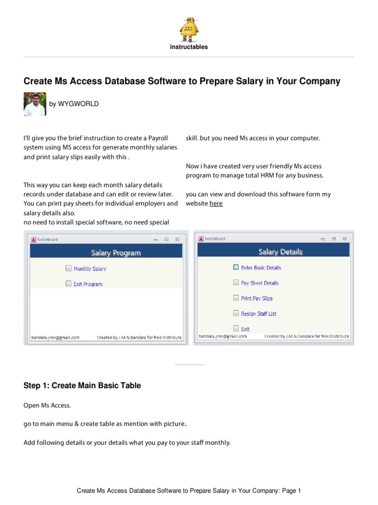 Create Ms Access Database Software To Prepare Sala | PDF | Microsoft ... Create Ms Access Database Software To Prepare Sala | PDF | Microsoft ...