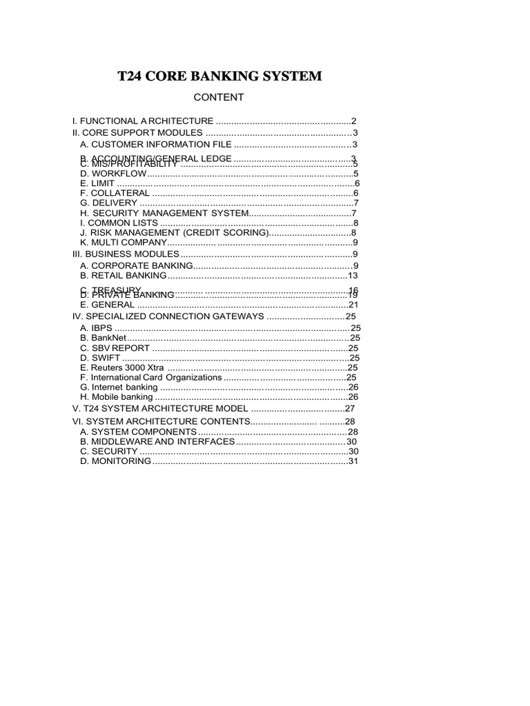 T24 Core Banking System Overview PDF | PDF | Databases | Transport ...