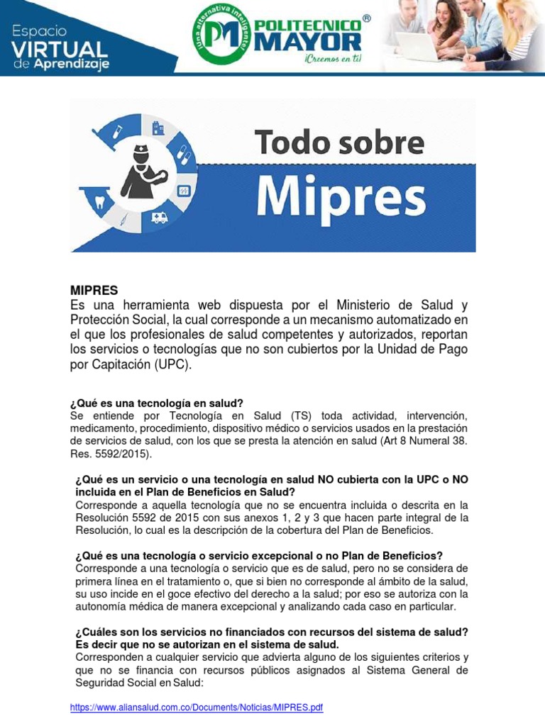 MIPRES: Prescripción de Tecnologías en Salud | PDF | Prescripción ...