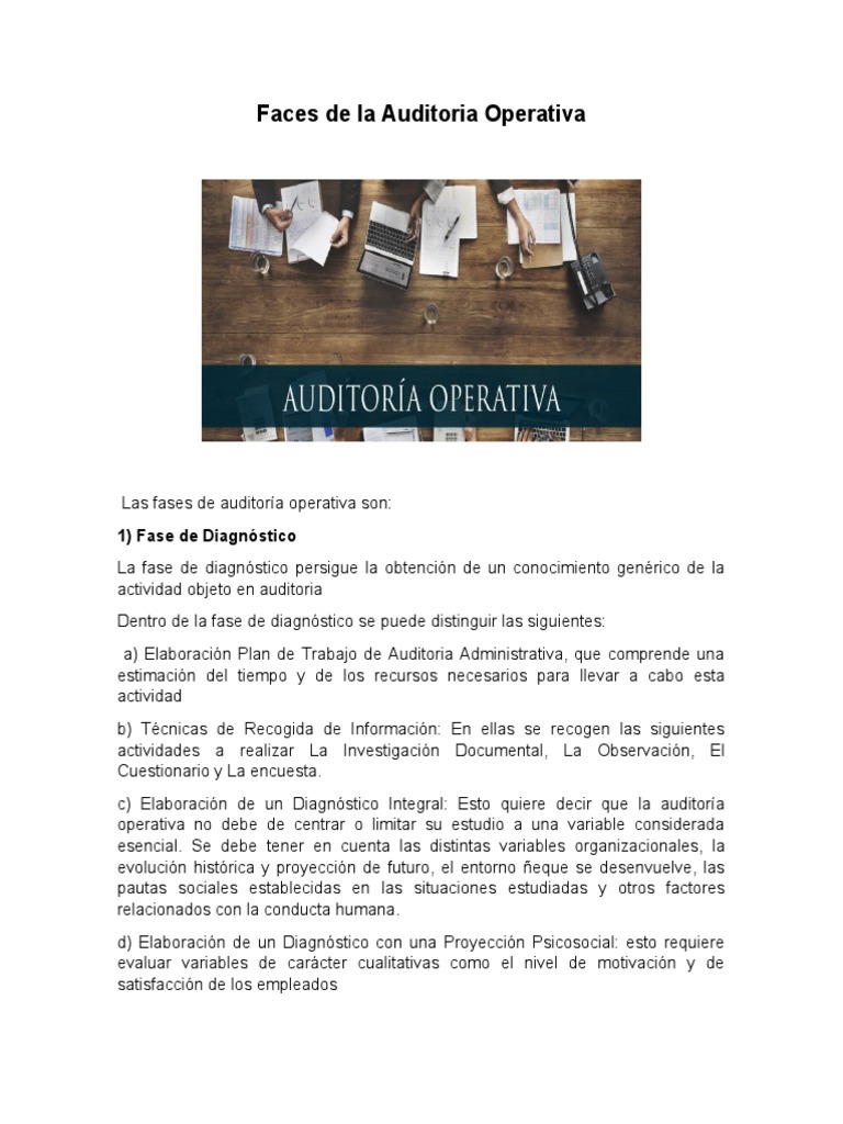 Leccion 10 Fases de La Auditoria Operativa | PDF | Auditoría | Planificación