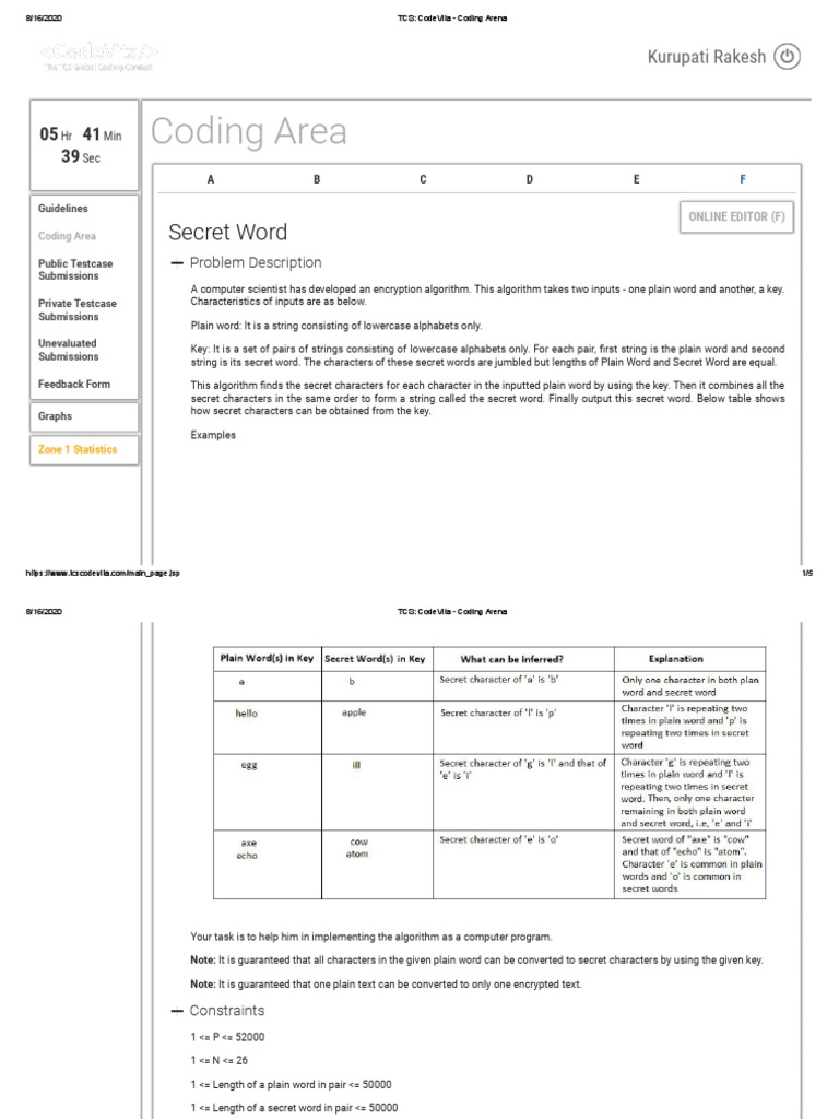 TCS - CodeVita - Coding F PDF | PDF | String (Computer Science) | Algorithms