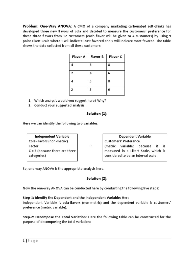 One-Way ANOVA Problem and Solution | PDF | Confidence Interval | P Value