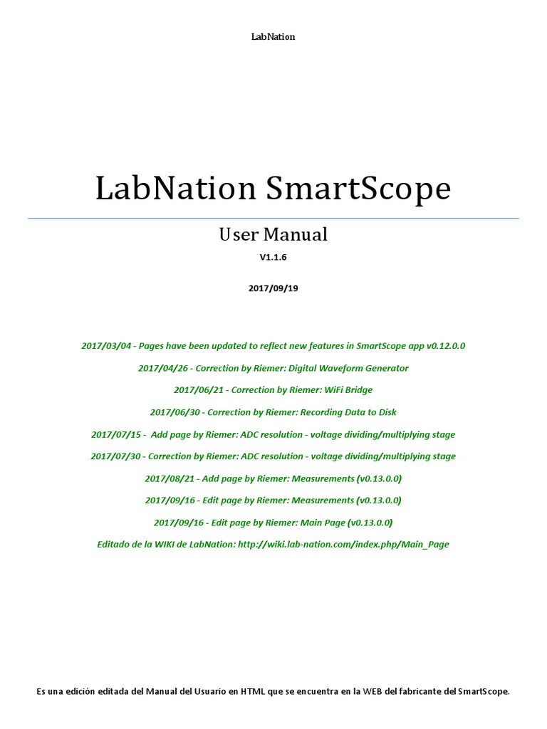 Labnation Smartscope: User Manual | PDF | Microsoft Windows | Sampling (Signal Processing)