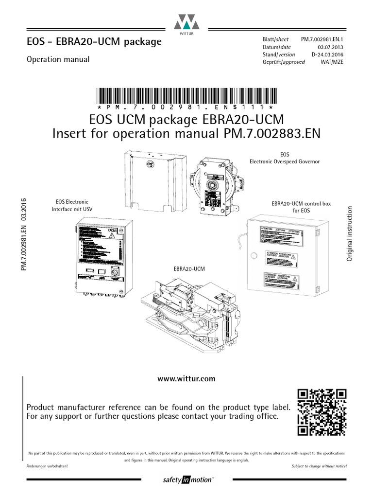 EOS UCM Package EBRA20-UCM Insert For Operation Manual PM.7.002883.EN ...