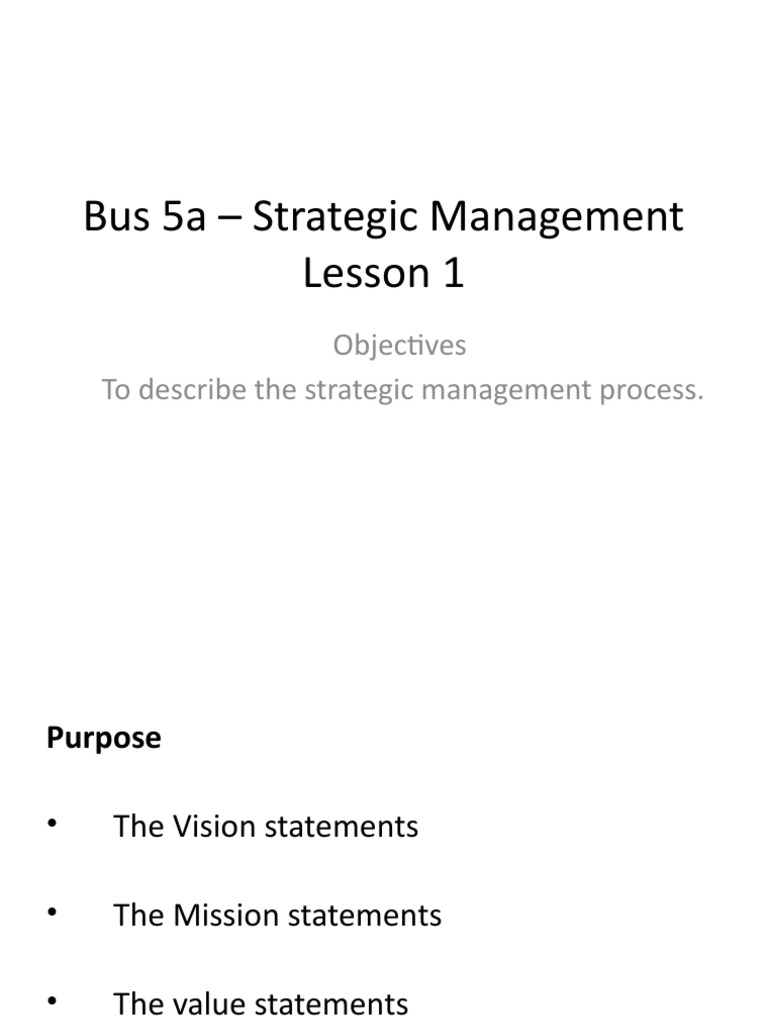 Bus 5a - Strategic Management | PDF | Strategic Management | Goal