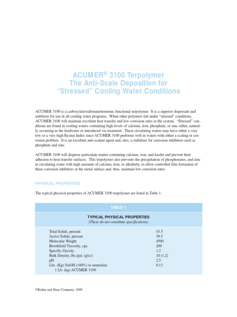 Acumer Serie 3100 (HT) PDF | PDF | Corrosion | Calcium