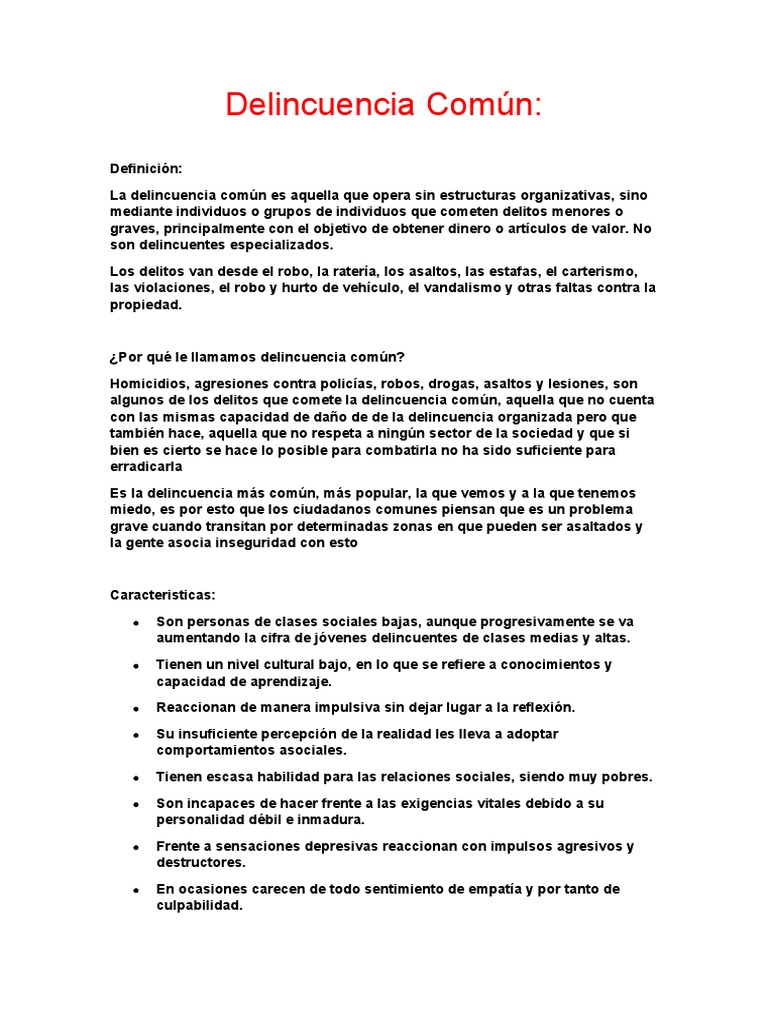 Delincuencia Común | PDF | Violencia | Violación