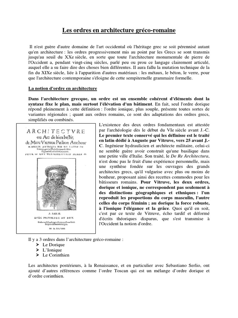 Les Ordres en Architecture Greco PDF | PDF | Colonne | Conception ...