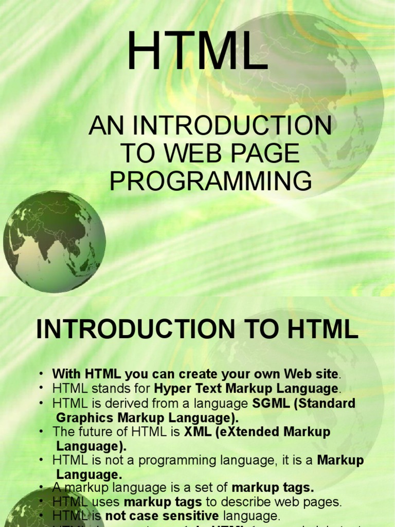 Introduction To HTML | PDF | Html Element | Markup Language