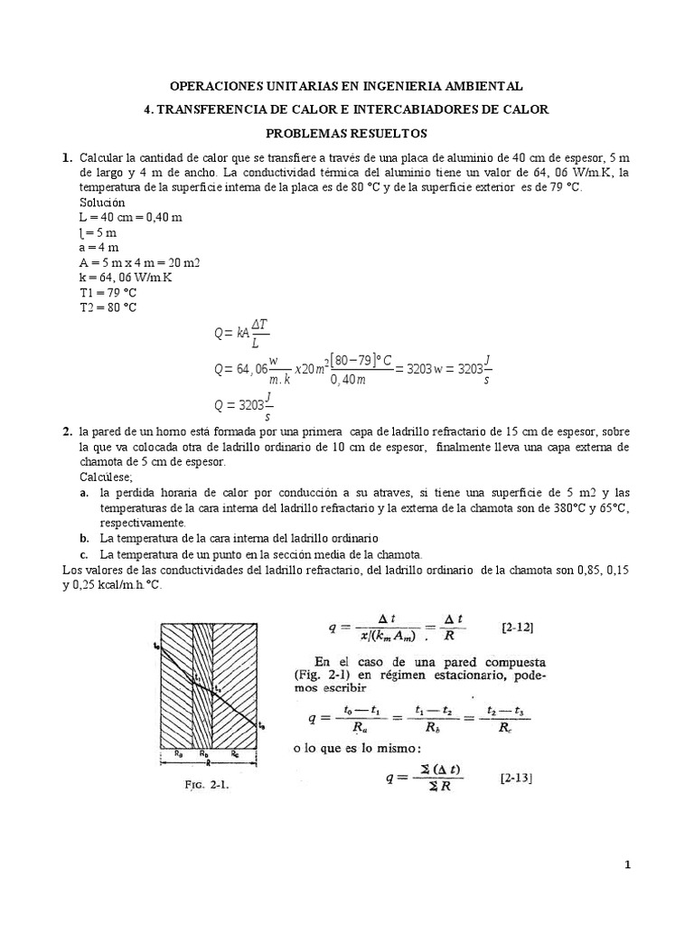 Análisis de problemas resueltos sobre transferencia de calor y operaciones unitarias en ...