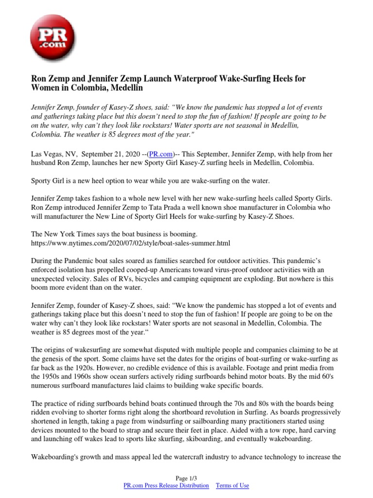 Ron Zemp and Jennifer Zemp Launch Waterproof Wake-Surfing Heels For ...