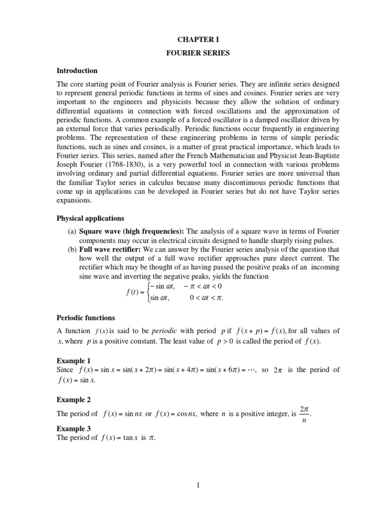 Fourier Series Chapter 1 | Download Free PDF | Series (Mathematics ...