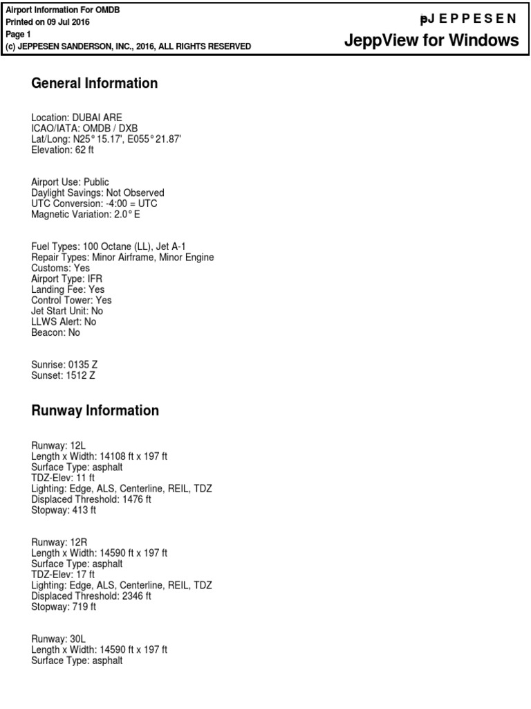 Jeppview For Windows: General Information General Information | PDF ...