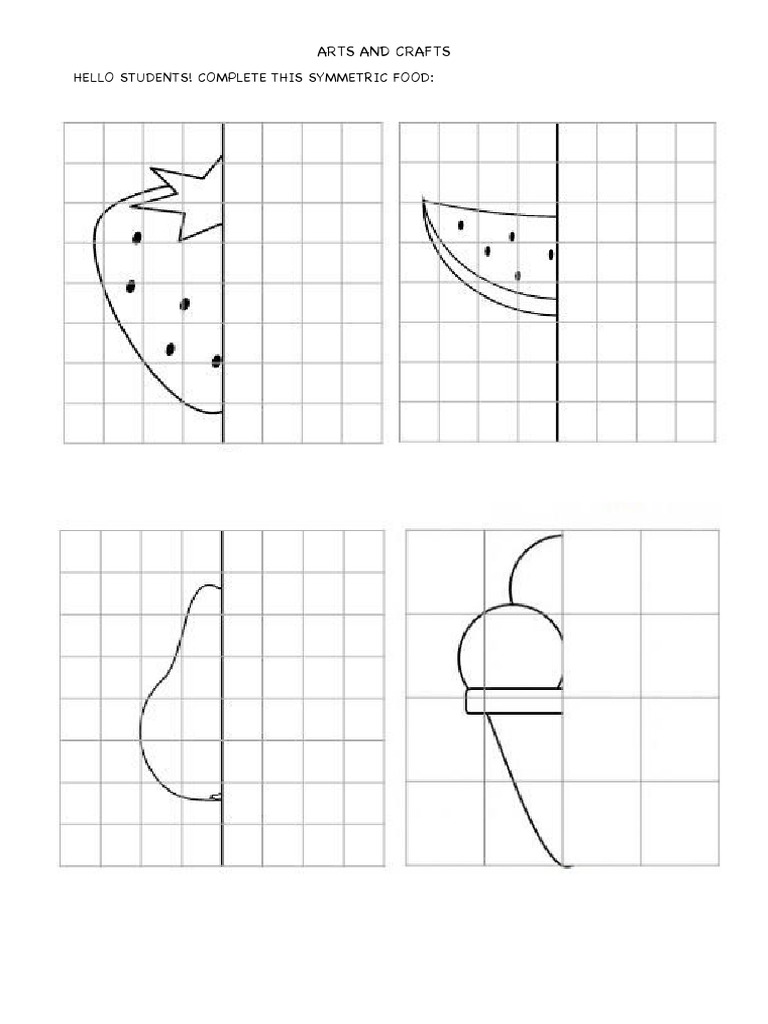 Hello Students! Complete This Symmetric Food:: Arts and Crafts | PDF