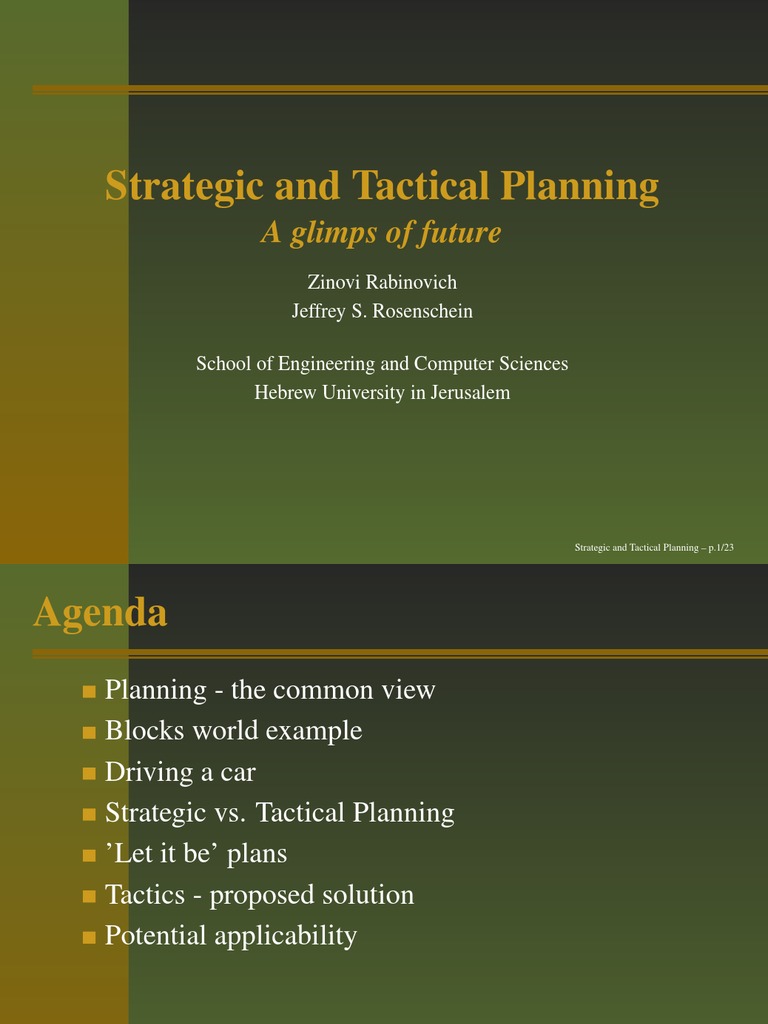 Strategic and Tactical Planning: A Glimps of Future | PDF | Artificial ...