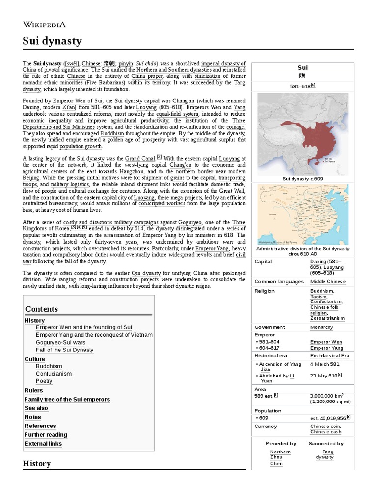 Sui Dynasty: History | PDF | Confucianism | China