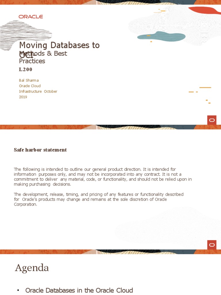 Moving Databases To Oci-: Methods & Best Practices | PDF | Databases | Oracle Corporation