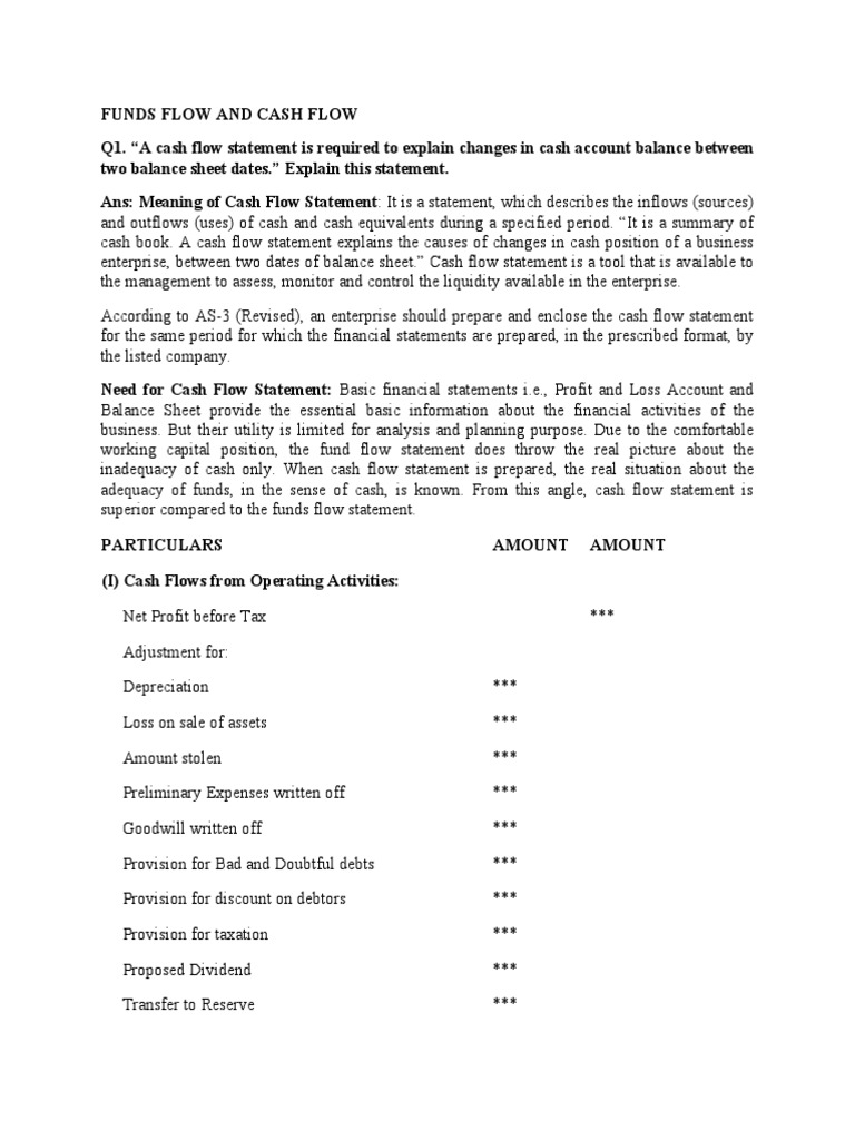 Funds Flow and Cash Flow Notes | Download Free PDF | Cash Flow ...