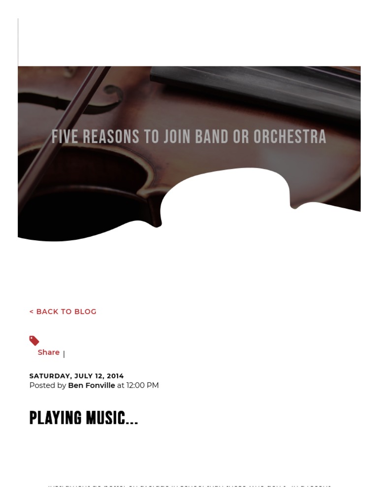 Five Reasons To Join Band or Orchestra | PDF | Neuroscience | Applied ...
