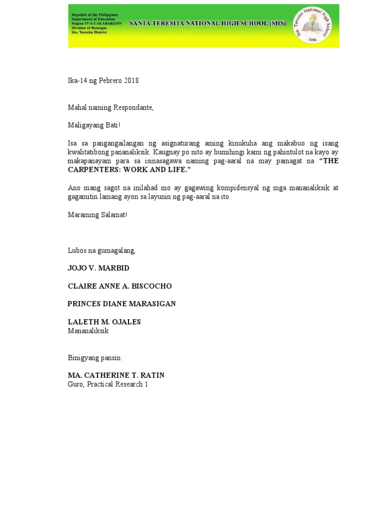 Letter To Principal | PDF