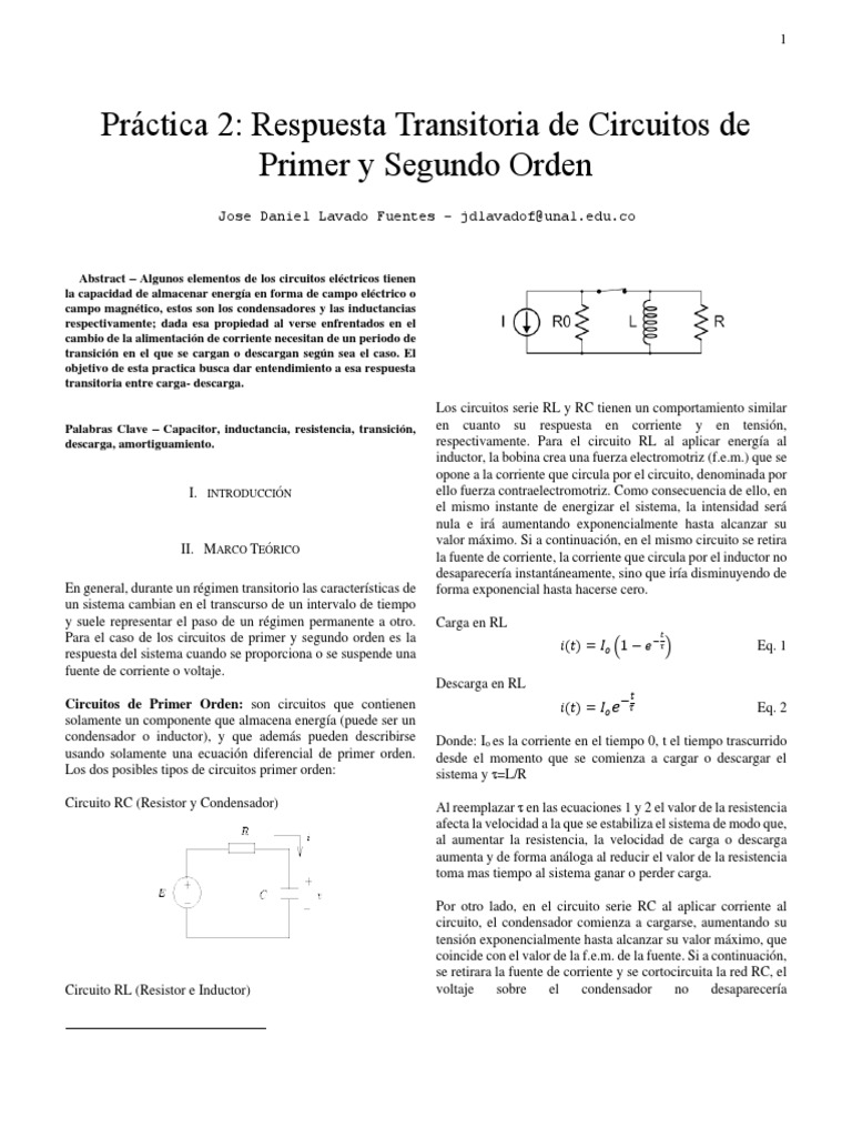 Respuestas de Circuitos de Primer y Segundo Orden en Estado Estacionario | PDF | Inductor ...