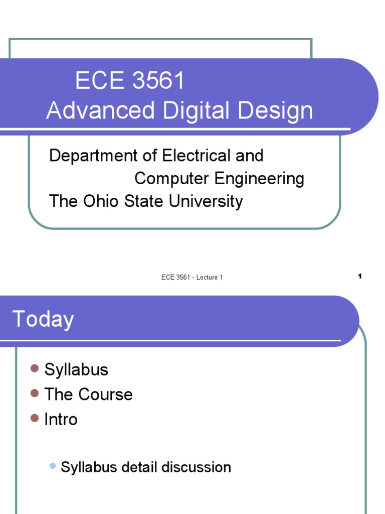 ECE 3561 Advanced Digital Design: Department of Electrical and Computer ...