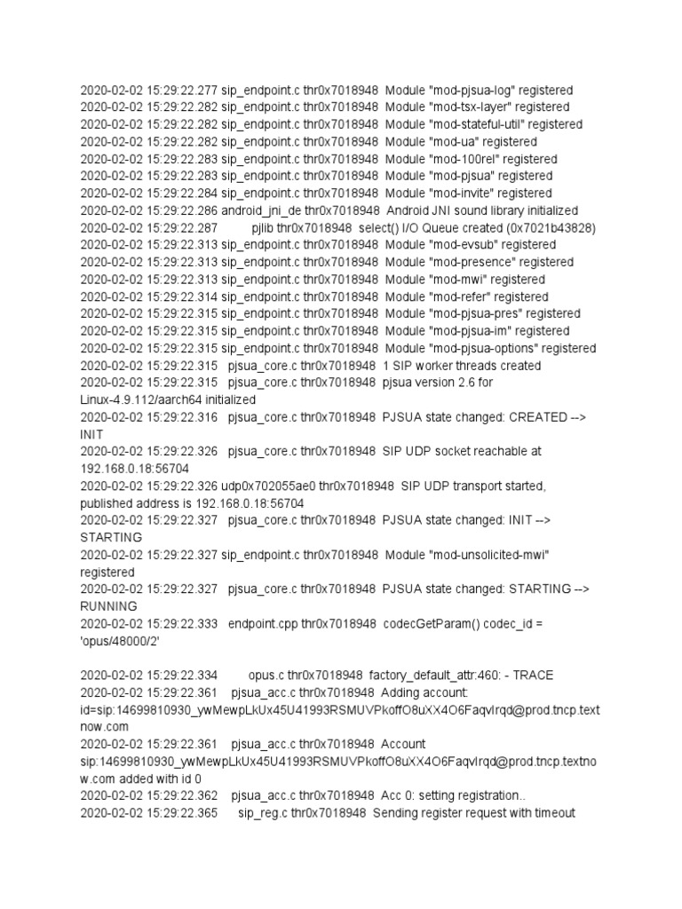 Sip Log PDF | PDF | Session Initiation Protocol | Transmission Control ...