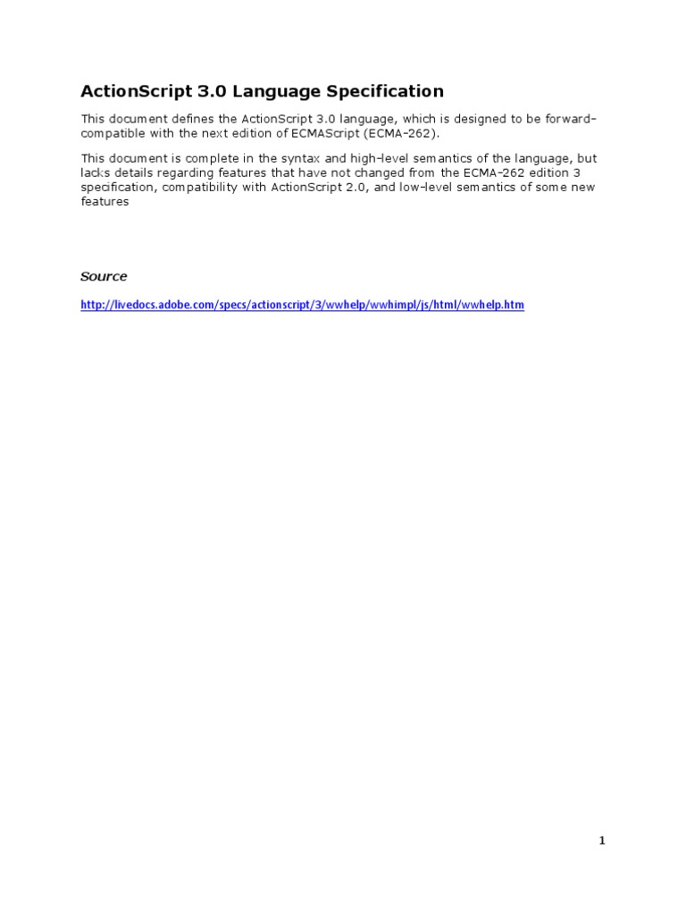 Actionscript 3 Language Specification Pdf Class Computer Programming Method Computer