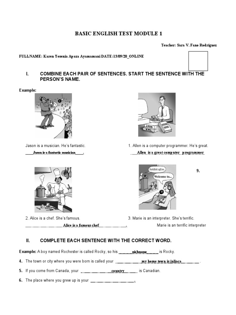 Basic English Skills Assessment: Module 1 | PDF | Computing And ...
