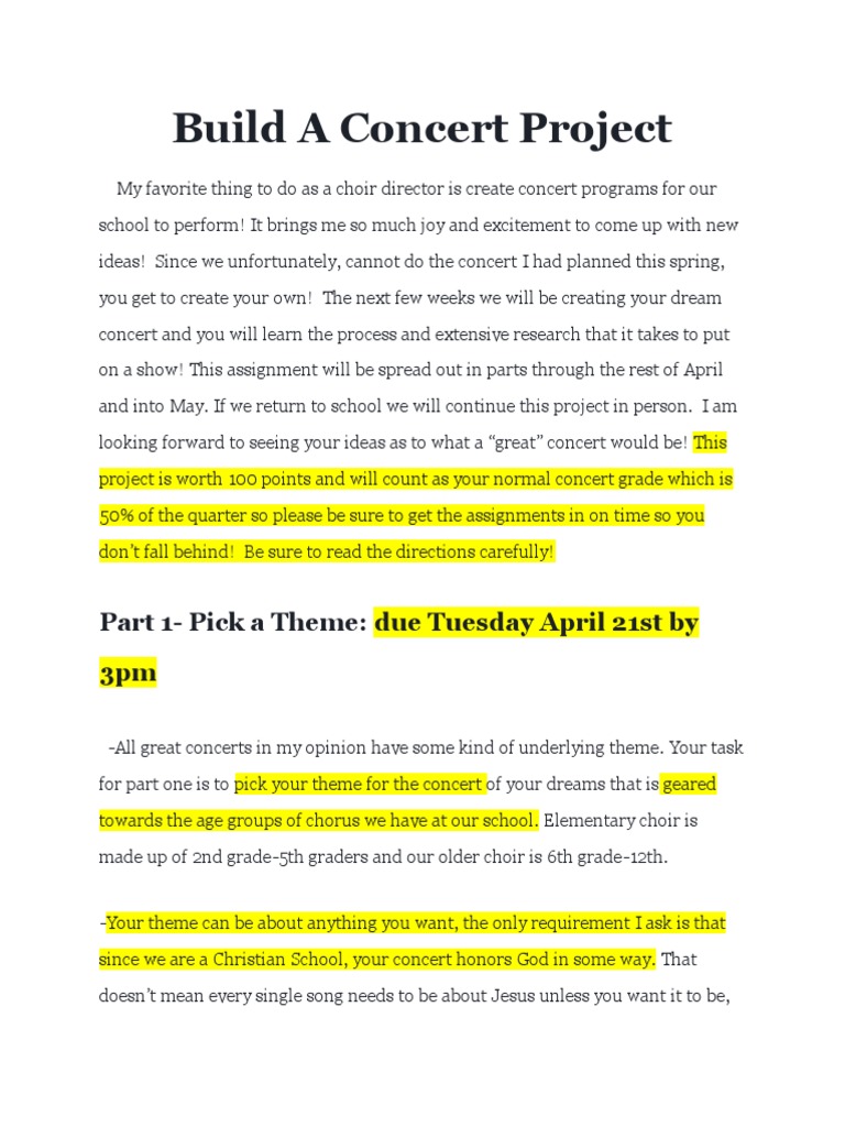 Designing Your Dream Concert Project | PDF | Entertainment (General)