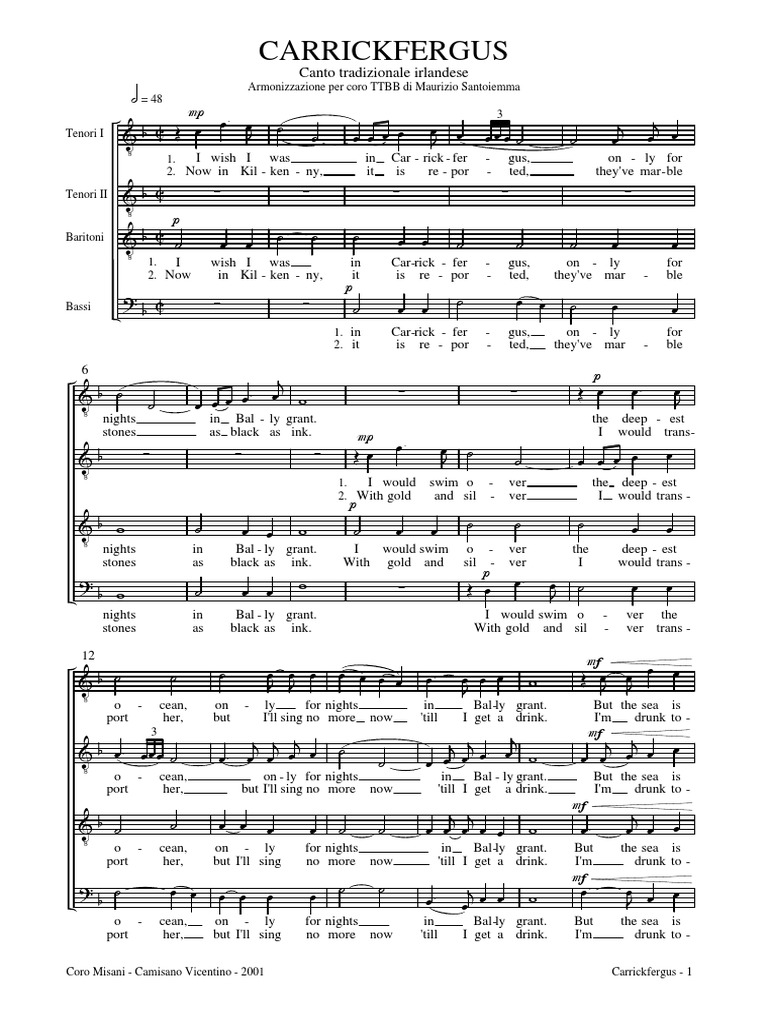 Carrickfergus: Canto Tradizionale Irlandese | PDF