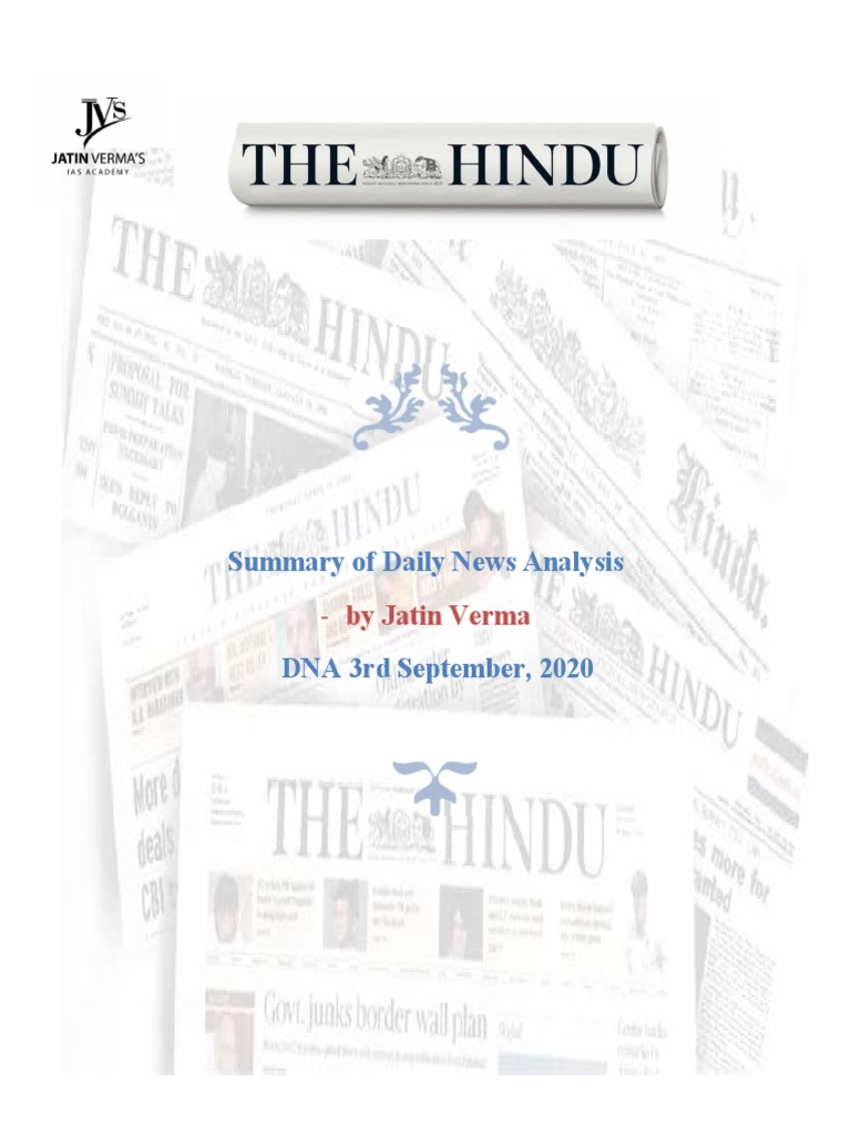 Summary of Daily News Analysis: - by Jatin Verma | PDF | Government | Business