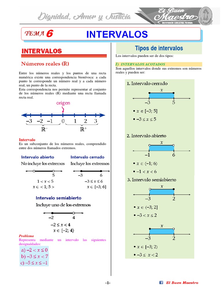 4to Secundaria - Algebra Tema 6 - Intervalos | PDF | Intervalo (Matemáticas) | Número Real