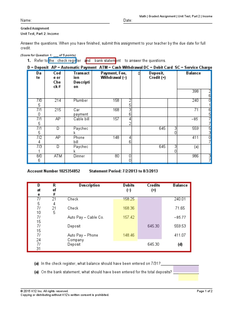 Score For Question 1 Of 5 Points Math Graded Assignment Unit 