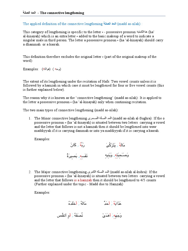 Madd As Silah - Handout | PDF | Pronoun | Symbols