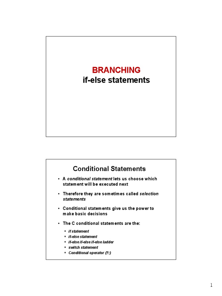 If-Else Statements: Branching | PDF | Control Flow | Boolean Data Type