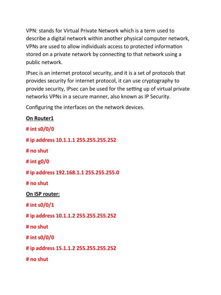 Configuring Vpn Site To Site Ipsec Pkt Pdf Virtual Private Network Router Computing