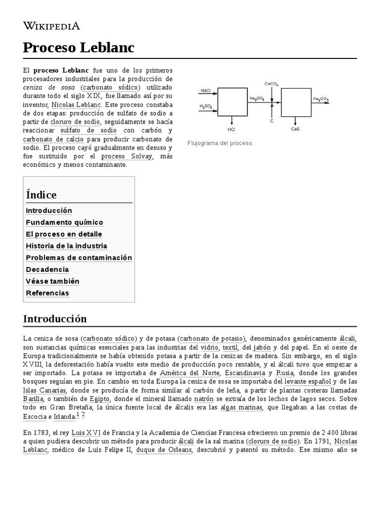 Proceso Leblanc | PDF | Ingeniería de Procesos Químicos | Elementos ...