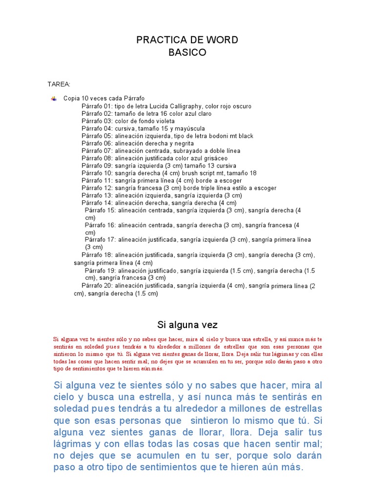 Practica de Word Basico | PDF Practica de Word Basico | PDF